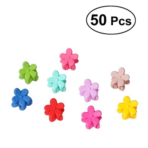 50 PCS Small Grip Matte Flower Hair Clips Mini Claw Child Baby Girl ...