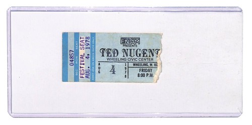 Ted Nugent WEEKEND WARRIORS TOUR 1978 Concert Ticket Stub West Virginia ...