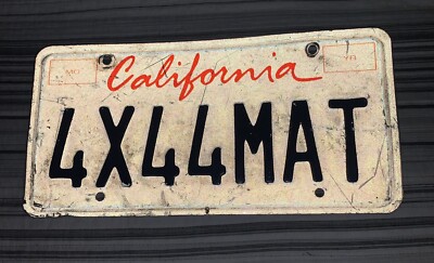 California Personalized LICENSE PLATE - "4X44MATT" Mathew Matt ...