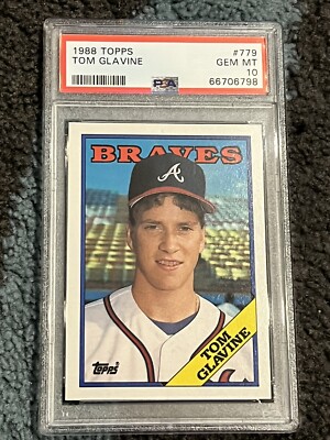 PSA 10 GEM MINT BASEBALL CARD 1988 TOPPS TOM GLAVINE HOF ROOKIE ATLANTA ...