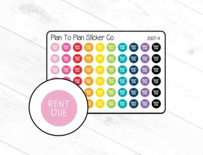 2007-4~~Rent Due Dots Planner Stickers. | eBay