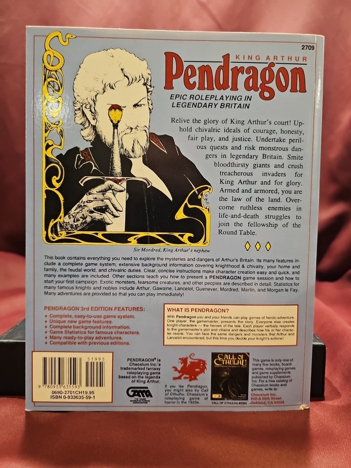 Chaosium Pendragon King Arthur Pendragon (3rd Ed) VG | eBay