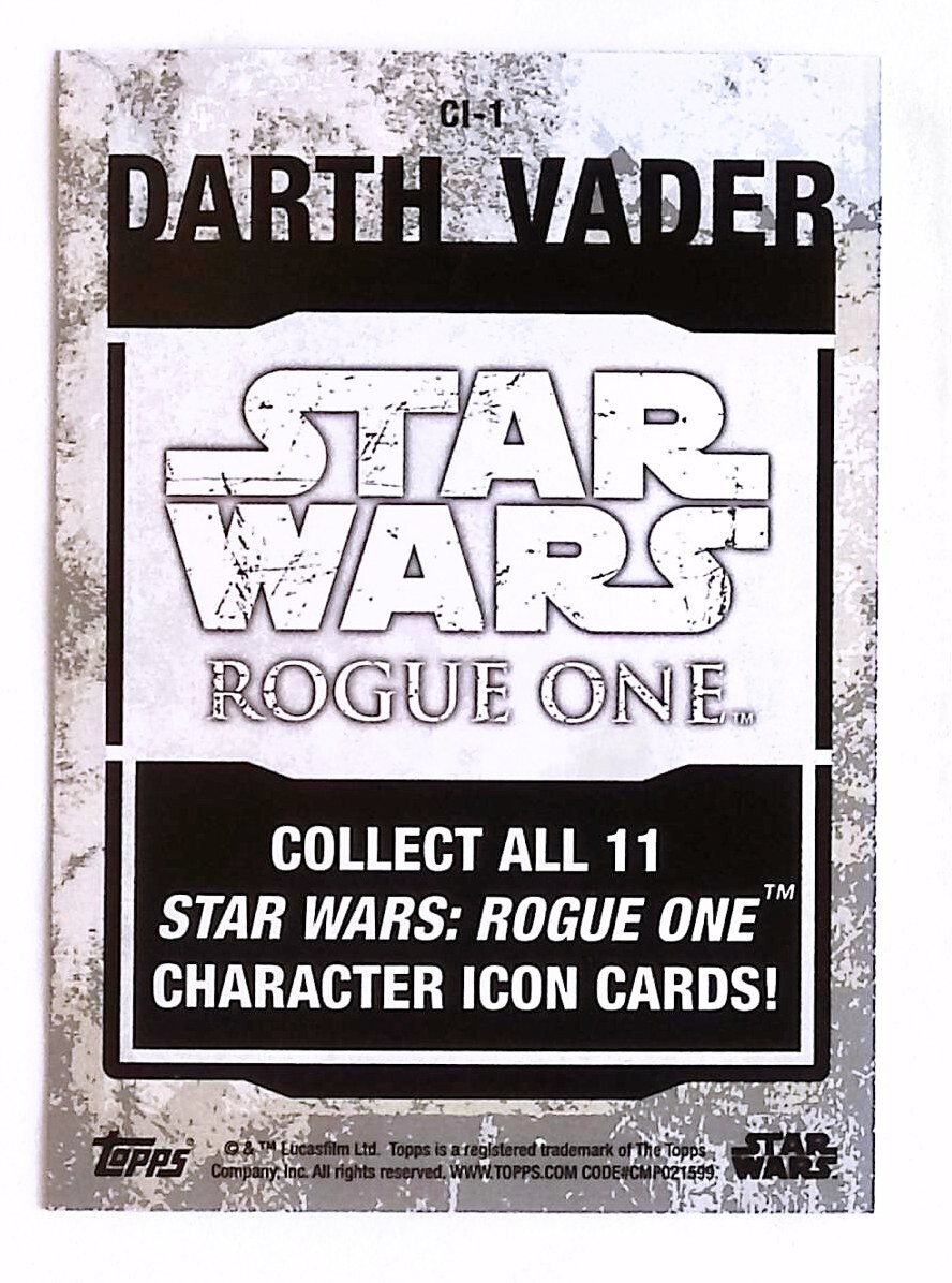 Darth Vader Icon Insert 2016 Topps Star Wars Rogue One Series 1 #CI-1 ...
