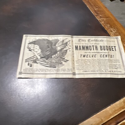 1870s NYC American War Eagle Logo Mammoth Budge Magazine Offer Common ...