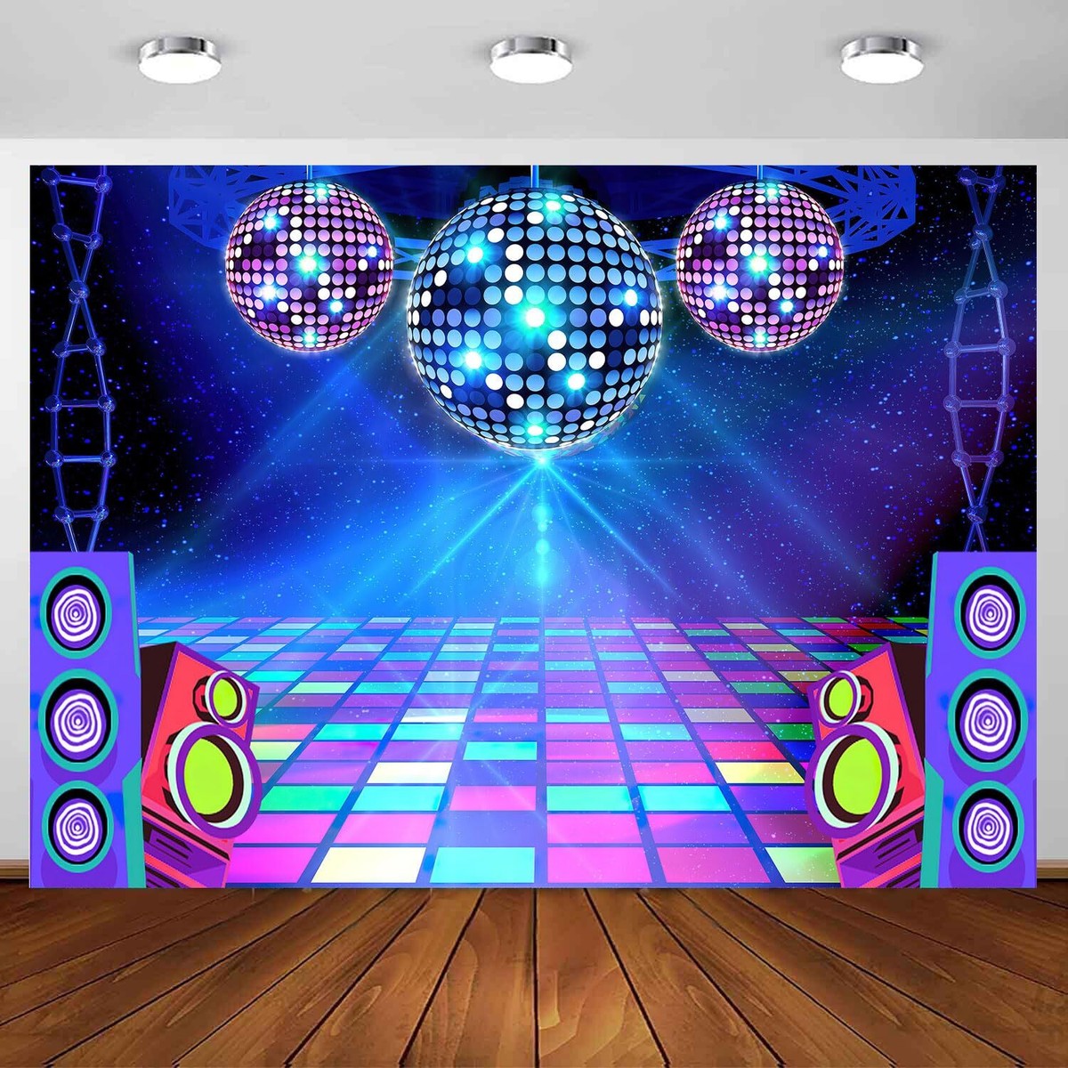 70s Disco Party Background Party Lights 8x6ft Dance Party Backdrop