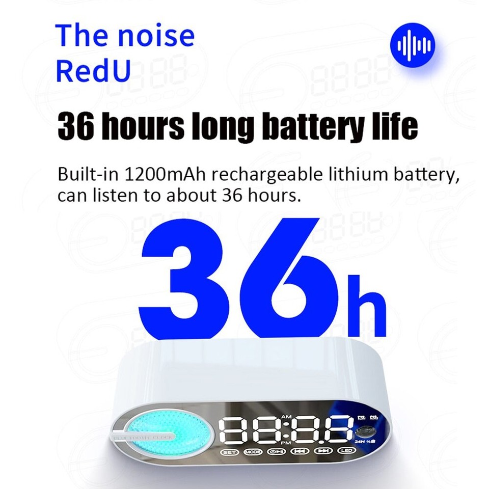 RGB TWS USB LED Mirror Wireless Bluetooth Speaker Digital Alarm Clock ...