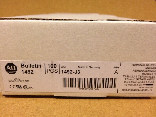 Allen-Bradley 1492-J3 Standard Feed-Through IEC Screw Terminal Block ...