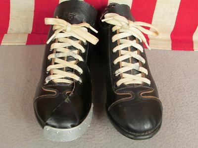 Vintage 1950s Black Leather Baseball Cleats Pitchers Toe Plate Shoes Sz ...