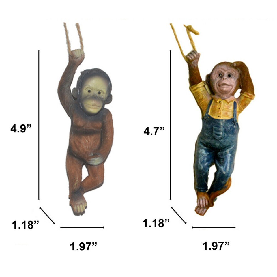 Monkey Chimp Hanging Rope Garden Ornament Outdoor Statue Sculpture ...
