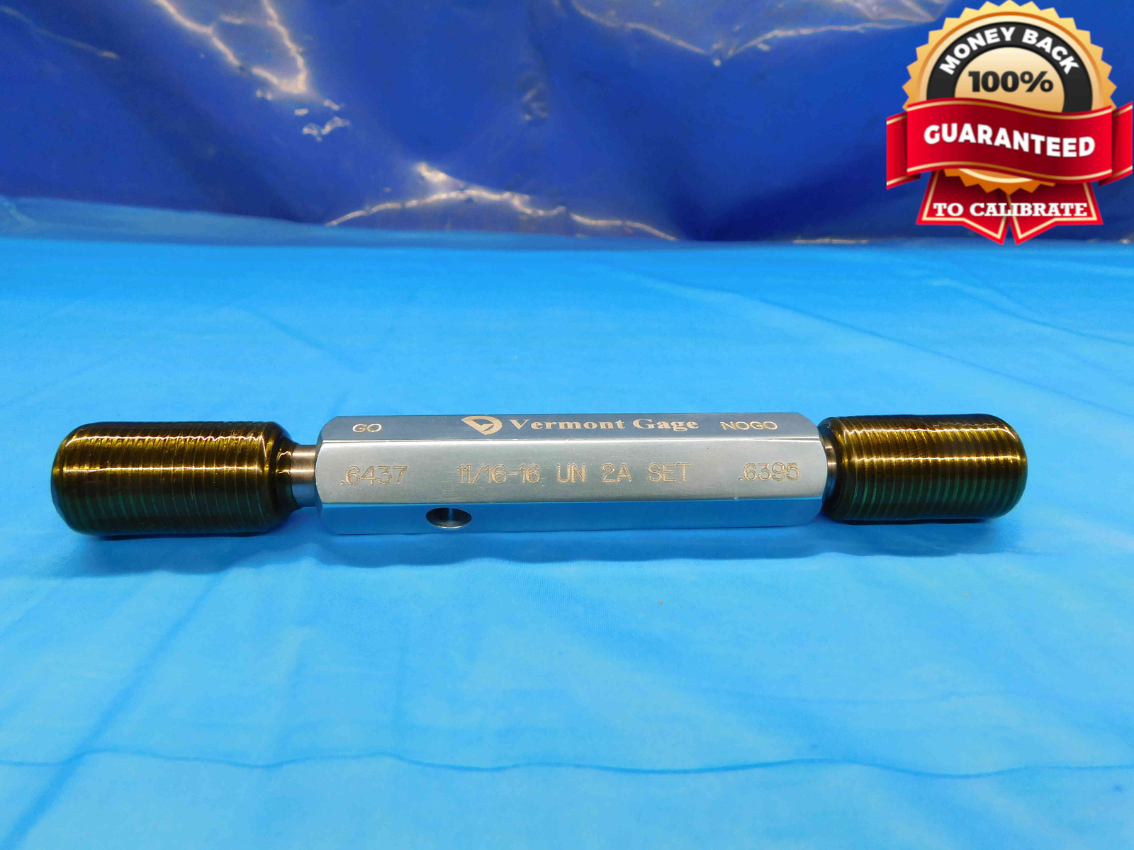 11/16 16 UN 2A VERMONT SET THREAD PLUG GAGE .6875 GO NO GO PD'S = .6437 ...
