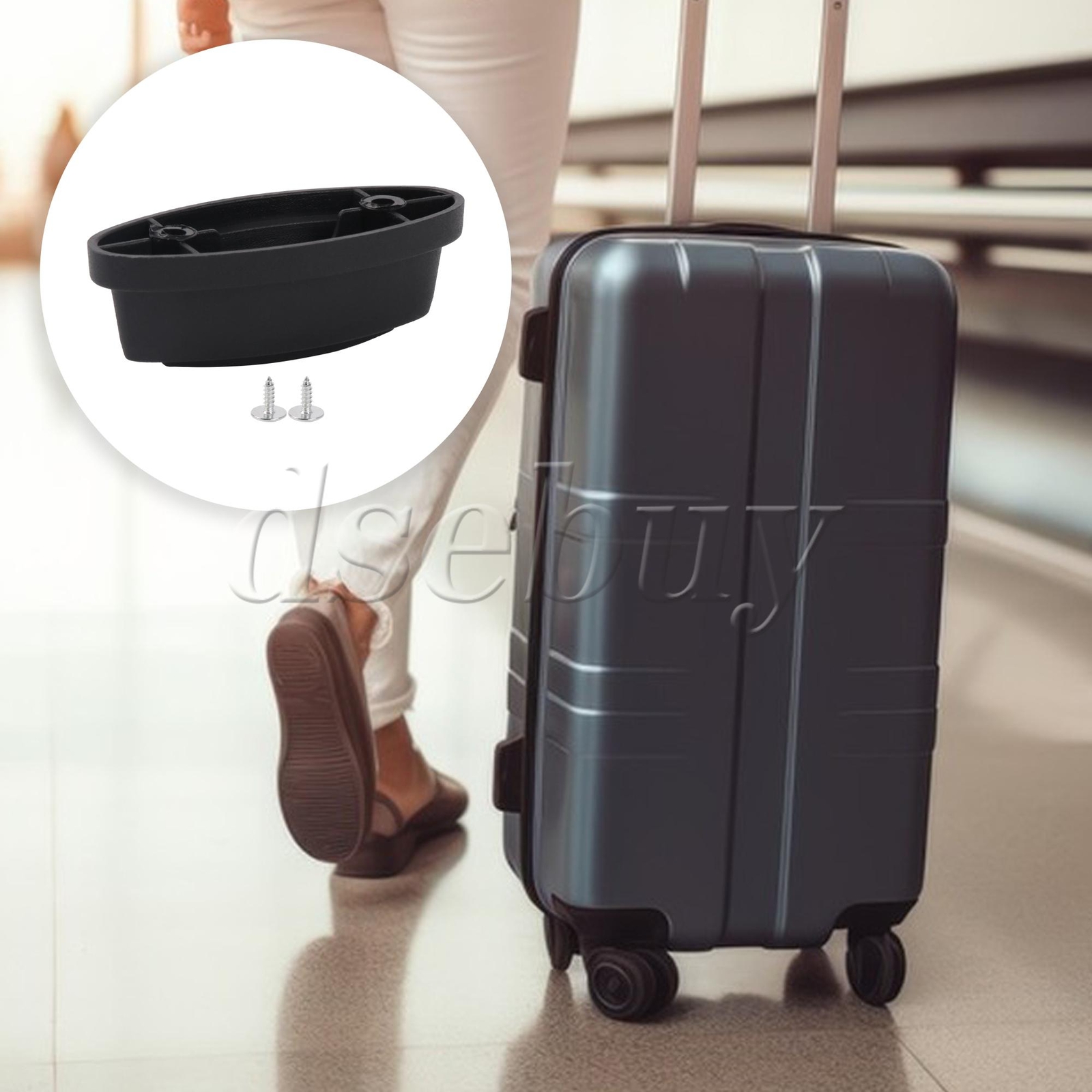 Plastic Luggage Feet for Suitcase Stand 1.18 Inch Hole Spacing Black E ...