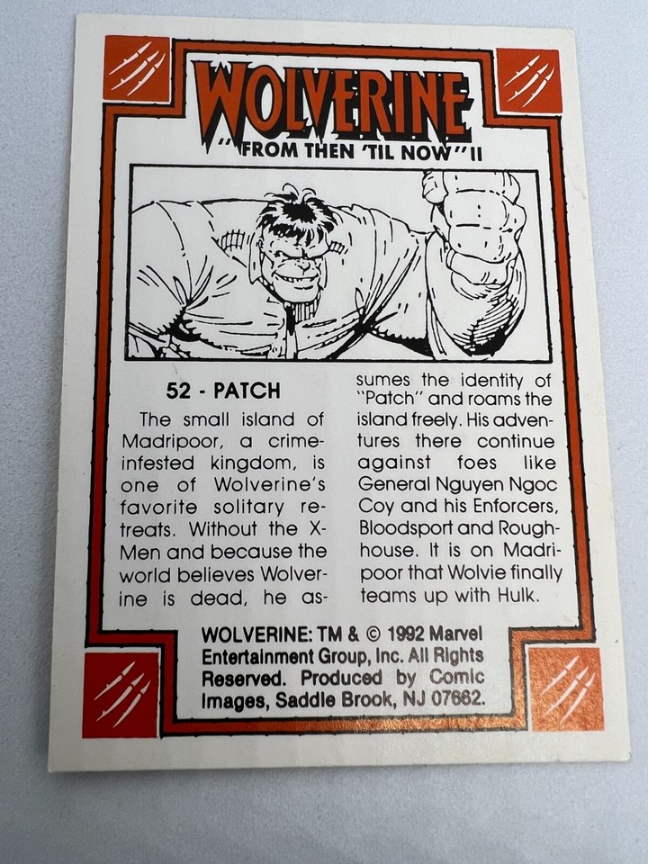 1992 Comic Images Marvel Wolverine: From Then 'Til Now II Patch ...