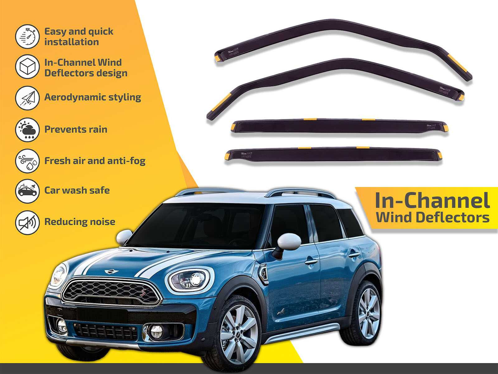Wind Deflectors In Channel For Mini Countryman F60 2017-up Sun Visors ...