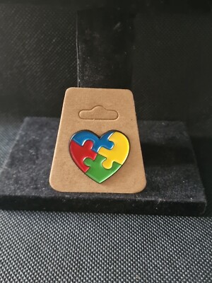 Autism Awareness Pin Badge., Lanyard Badge, Jigsaw Heart, Autistic ...