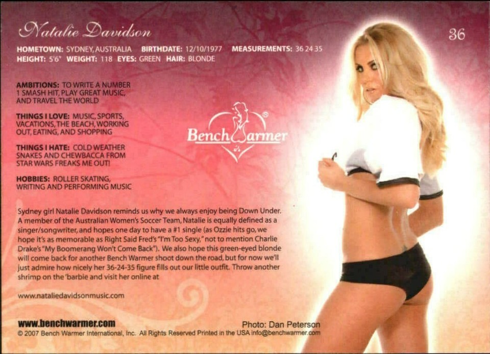 NATALIE DAVIDSON - Model - 2007 BENCH WARMER - VERY SEXY Trading Card #36 | eBay