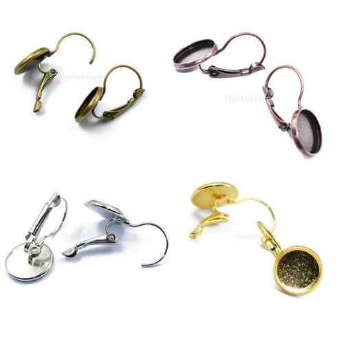 12Stück Klappbrisuren Ohrhaken Ohrstecker Ohrring Rohlinge für 12 mm ...