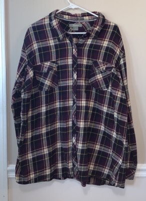 Natural Reflections Woman 3X 100%Cotton Burgundy Plaid Flannel ...