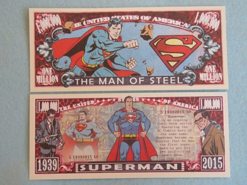 4 Bills ~ DC Comics Superhero SUPERMAN ~ Since 1939 ~ $1,000,000 ...