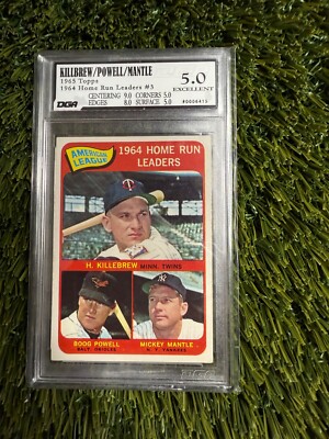 1965 Topps #3 Killebrew / Powell / Mantle PSA 4 AL Home Run Leaders ...