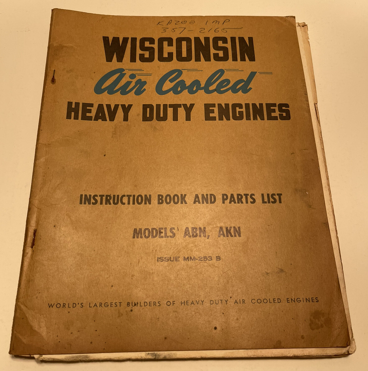 Vintage Wisconsin Air Cooled Heavy Duty Engine Manual Parts List Models ...