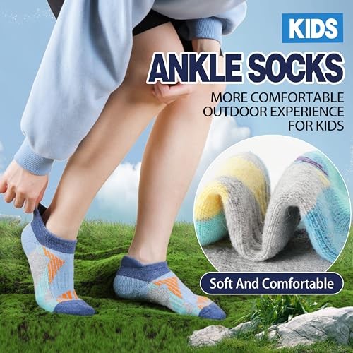 Kids Merino Wool Ankle Hiking Athletic Running Socks Girls 8-12 Years ...