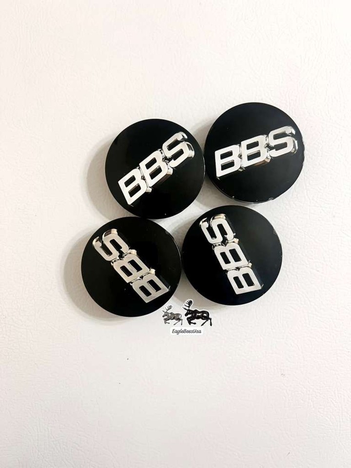 4 set BBS Wheel CenterCaps 70mm Genuine Emblem Black on White Gold 3D ...