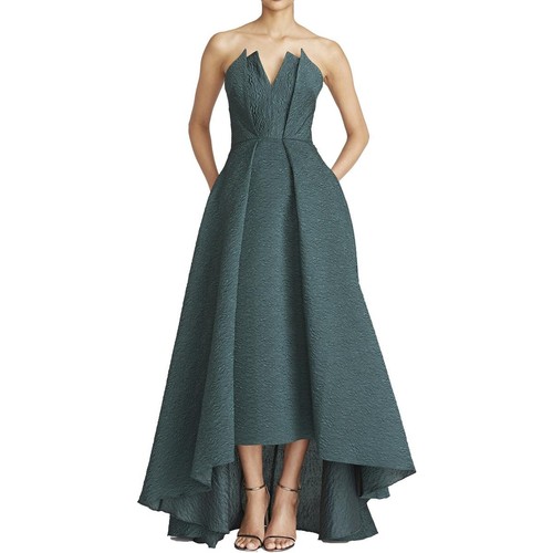 Theia Womens Imogen Green Textured Evening Dress 0 BHFO 1809 ...