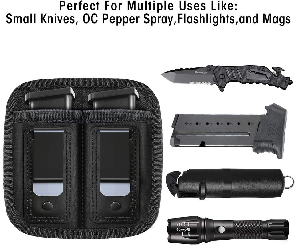 IWB Double Magazine Pouch Concealed Carry Pistol Mag Holder for 9mm .40 ...
