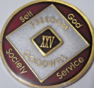 Narcotics Anonymous Red 25 year NA Medallion Token Coin Clean | eBay