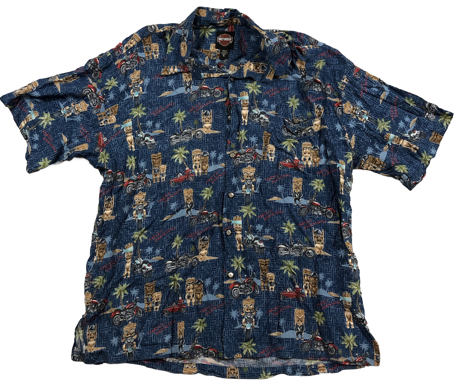 Harley Davidson Men's Allover Tiki Motorcycle Print H… - Gem
