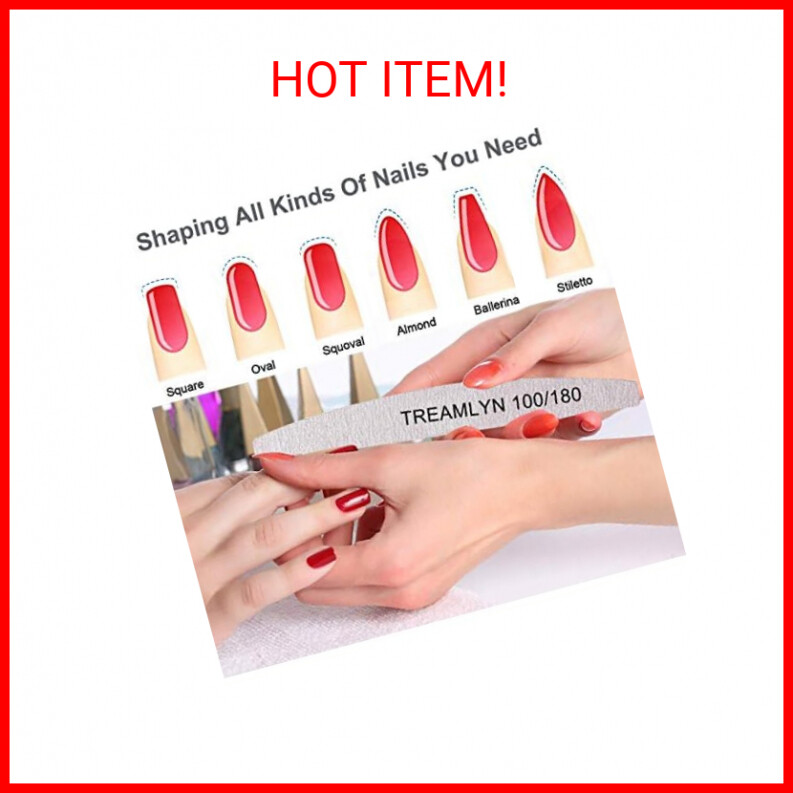 10 Pcs Rough Nail File 100/180 Grit, Heavy Duty Nail Files for Acrylic ...