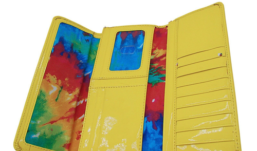 Baekgaard Yellow Banana Patent Faux Leather Wallet Card Slots Tri-fold ...