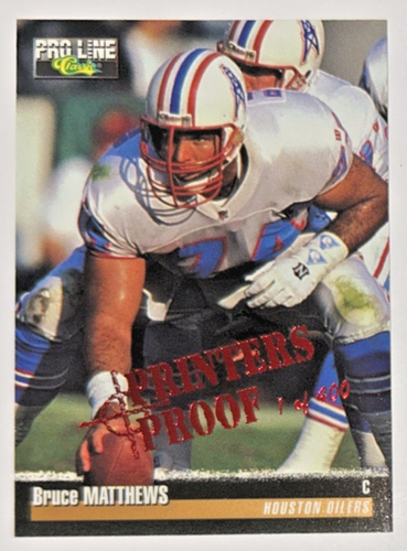 Bruce Matthews 1995 Classic Pro Line #10 Printers Proof /400 NFL Insert Oilers | eBay
