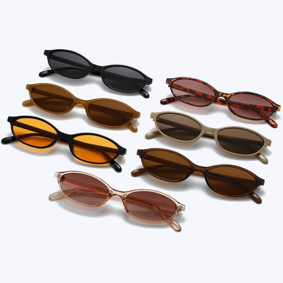 Retro Oval Small Sunglasses for Women 90s Trendy Brown Frame - Lens ...