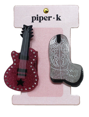 Piper K Boot & Pink Guitar Western Hair Clip Nashville Cowgirl Brand ...