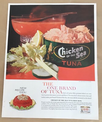 Chicken of the Sea tuna print ad 1961 vintage 60s retro food art home ...
