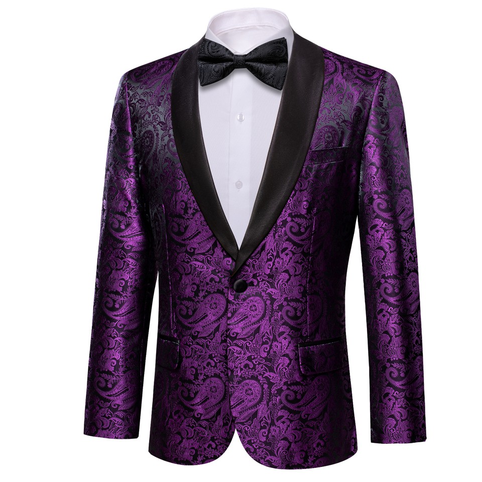 Men's Paisley Suit Jacket Blazer Stylish One Button Slim Fit Floral ...