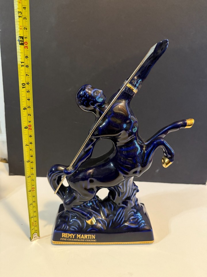 Remy Martin Fine Champagne Cognac Bottle Centaur Figure Blue Limoges ...