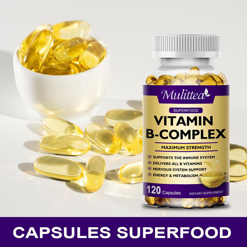 Vitamin B Complex 120 Capsules B1,B2,B3,B5,B6,B7,B9,B12, Immune Support ...