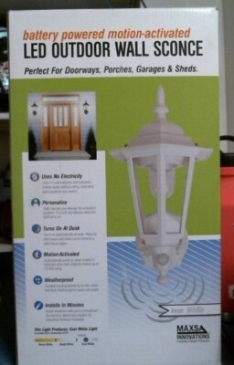 MAXSA 49719 Battery Powered Motion Activated LED Outdoor Wall Sconce ...