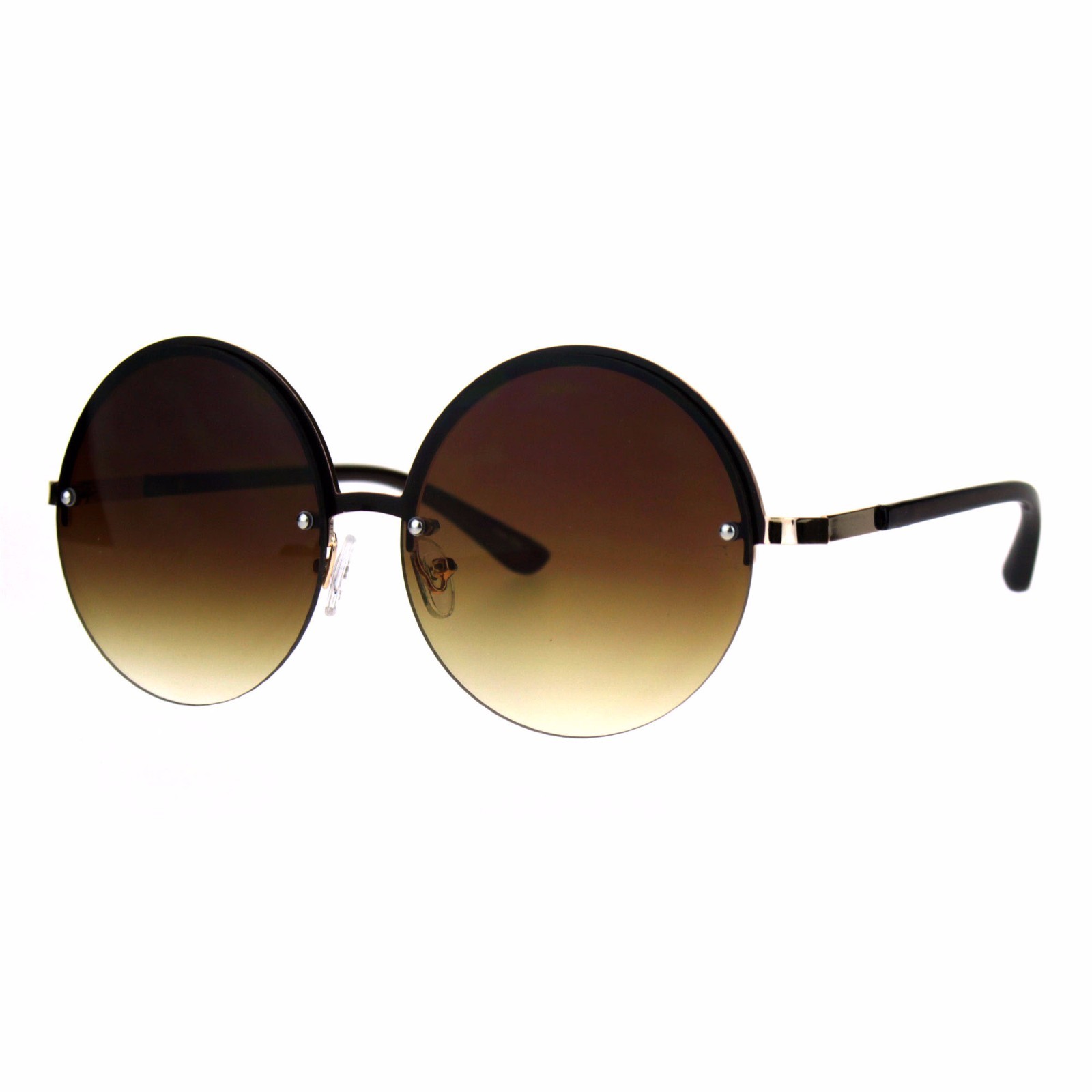 Womens Fashion Sunglasses Trending Half Rim Round Circle Frame UV 400 ...