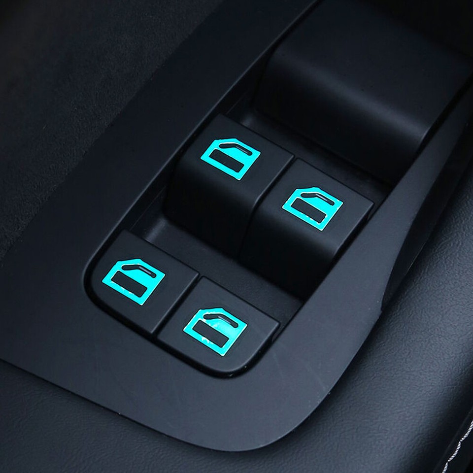 Universal Luminous Blue Car Interior Window Door Switch Sticker Set ...