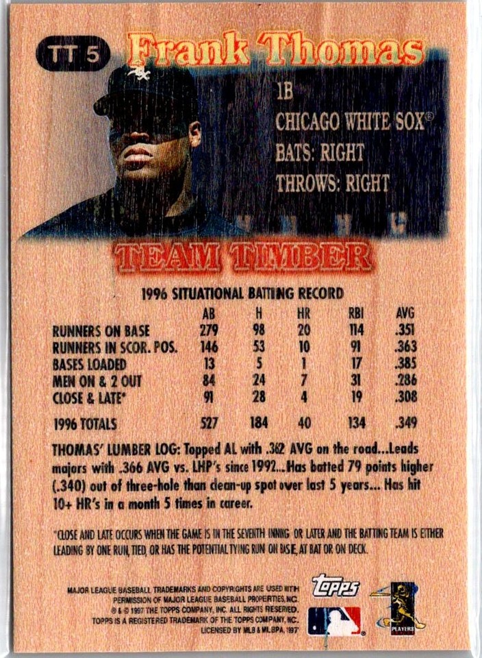 1997 Topps #TT5 Frank Thomas Team Timber | eBay