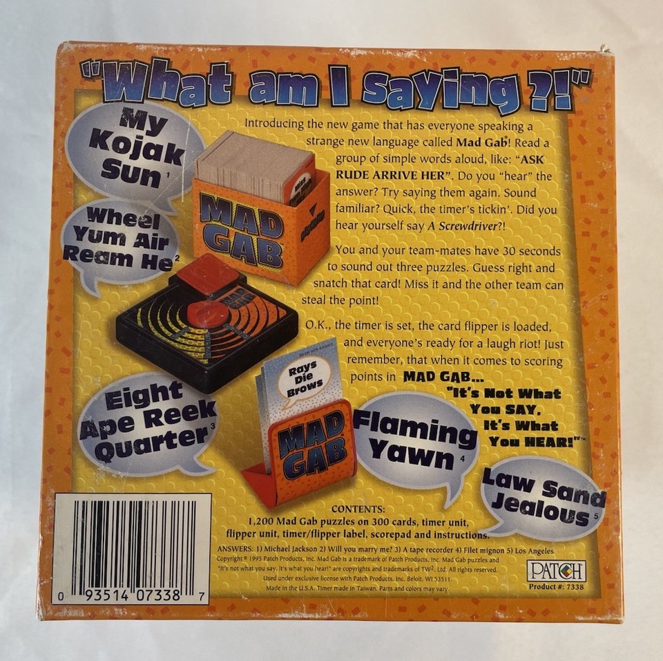 Mad Gab Game by Patch Products 1995 Complete Set | eBay