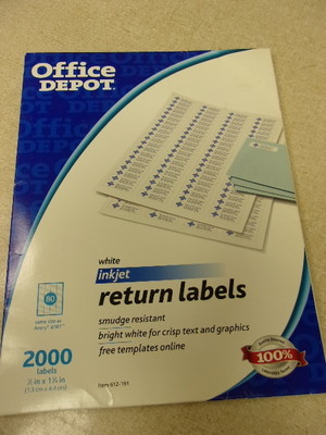 Office Depot White Inkjet Return Labels 2000 ct. 612-191 1/2" x 1-3/4 ...