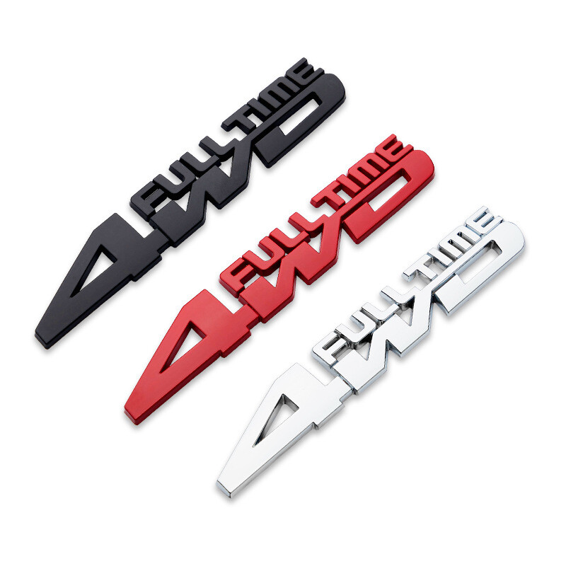 2Pcs Metal Red 4WD FULL TIME 4X4 Car Fender Trunk Emblem Badge Decal ...