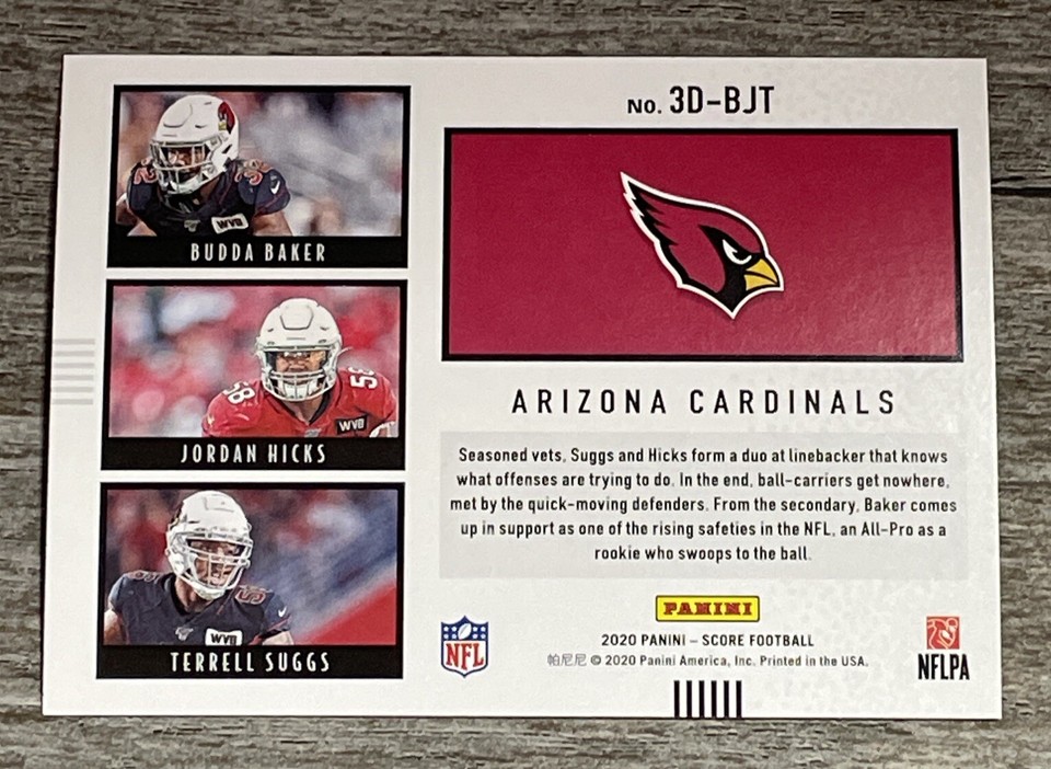 Budda Baker J. Hicks T. Suggs 2020 Score 3D Arizona Cardinals #3D-BJT ...