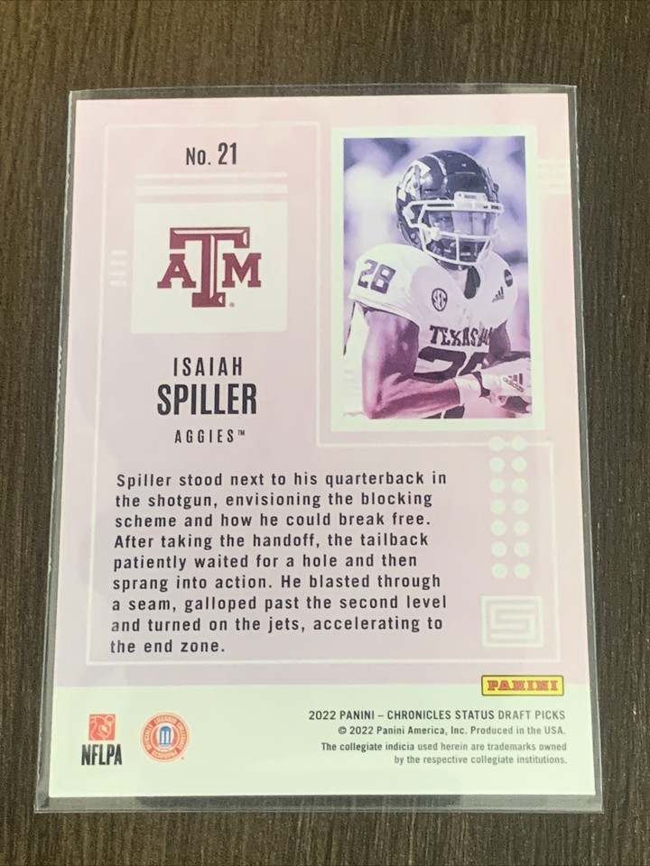ISAIAH SPILLER 2022 Panini Chronicles Status Draft Picks Rookie Card RC ...