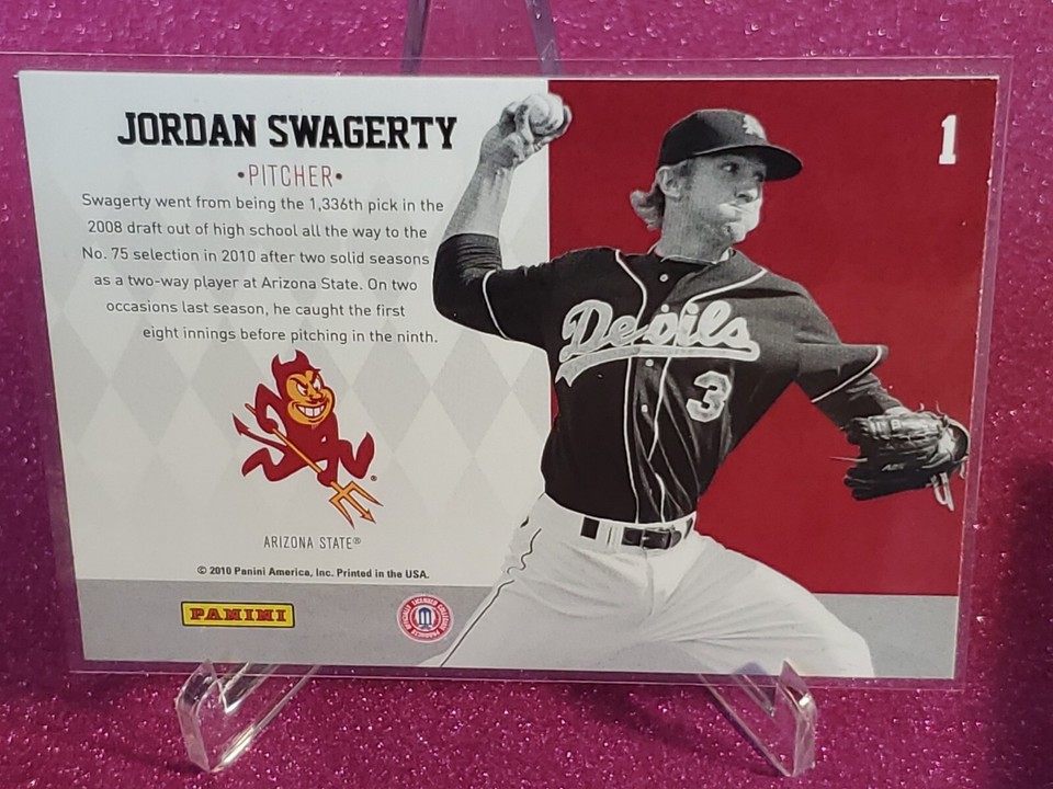 2010 Donruss Elite Extra Edition School Colors Jordan Swagerty #1 ...