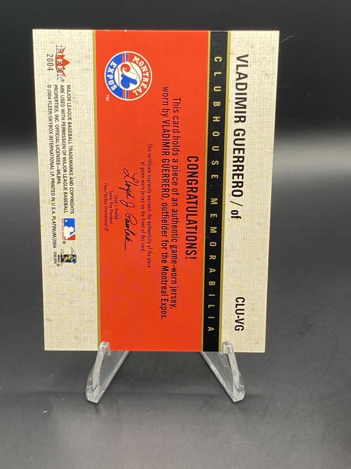 2004 Fleer Platinum Baseball Vladimir Guerrero Clubhouse Memorabilia ...